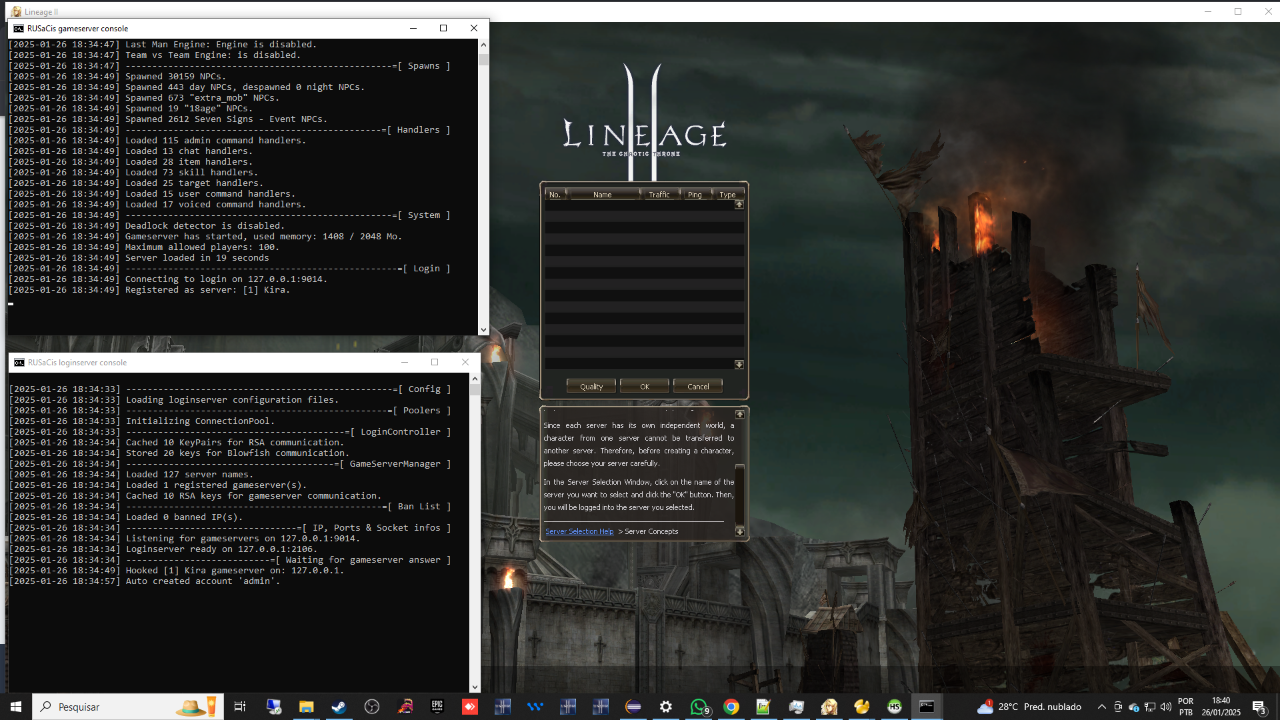 Nao aparese Select Server - Dúvidas - L2JBrasil - A Maior e mais antiga Comunidade de Lineage 2 ...